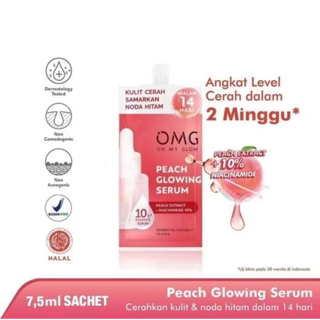 OMG OH MY GLOW PEACH Bright Skin Glowing Serum Sachet 7.5ML | Shopee ...