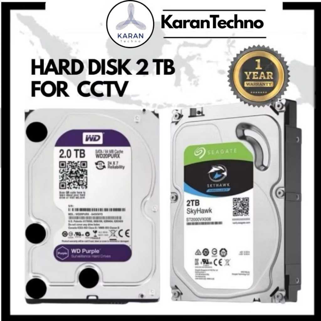 CCTV Hard Drive 2TB/ 1TB/ 500GB WD Purple/ SATA 3.5 HDD For CCTV DVR ...