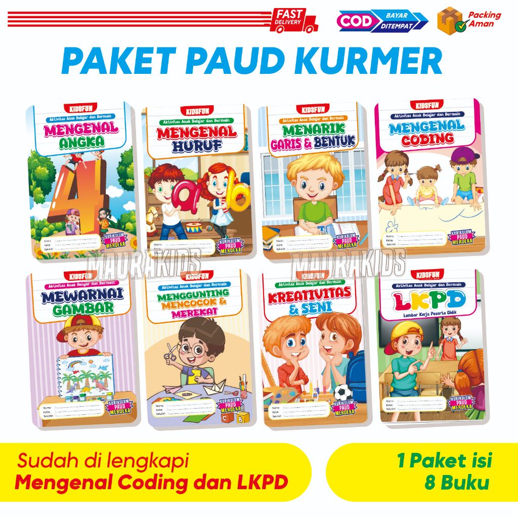 KINDERGARTEN PAUD CHILDREN'S BOOK PRACTICE WRITING NUMBERS LETTERS 8 ...