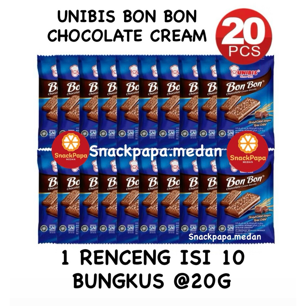 UNIBIS BON BON CHOCOLATE CREAM BISCUITS [1 PACK CONTAINS 10 PACKS @20G ...