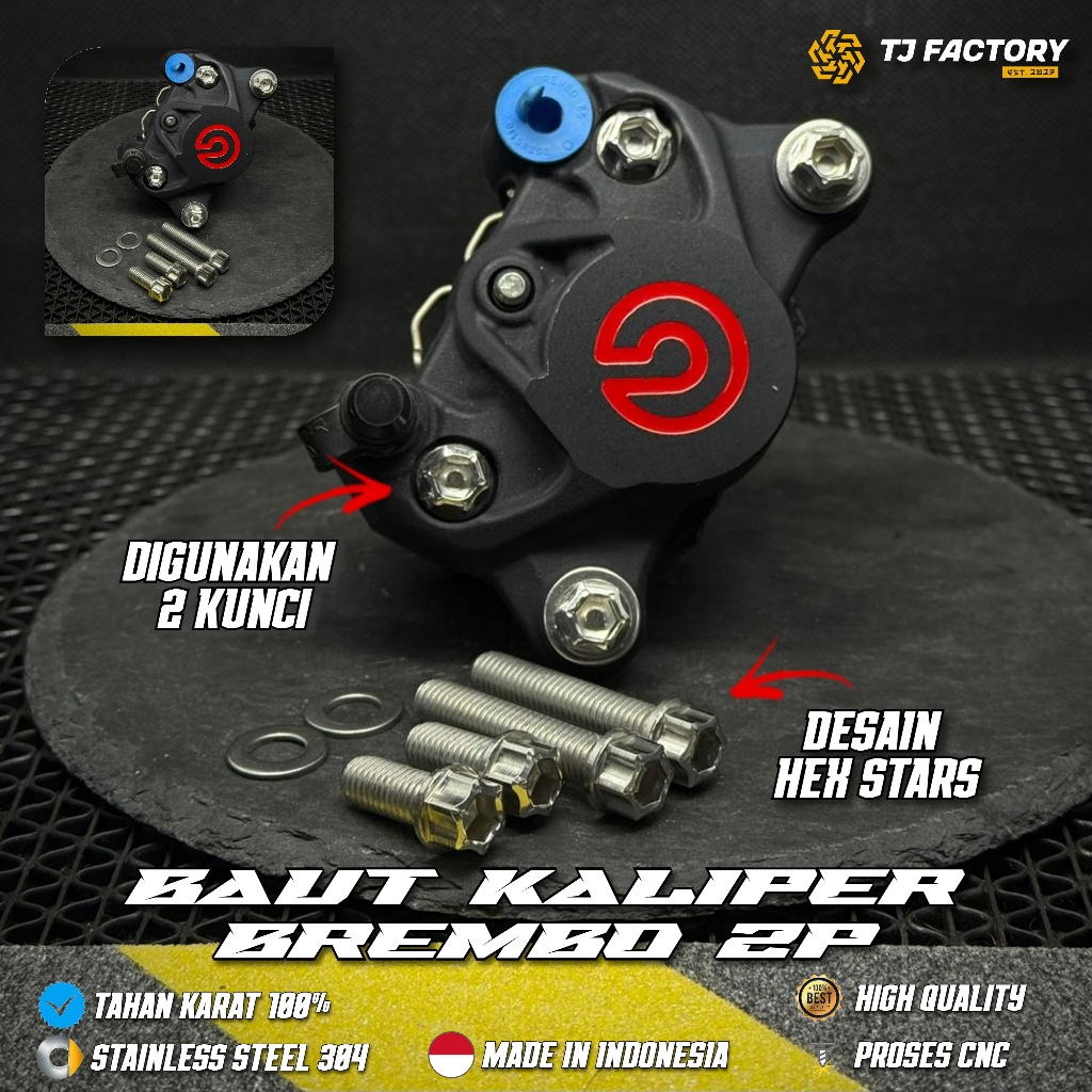1 SET BREMBO 2P Stainless CNC CALIPER BOLT 2 keys By TJ Factory ...