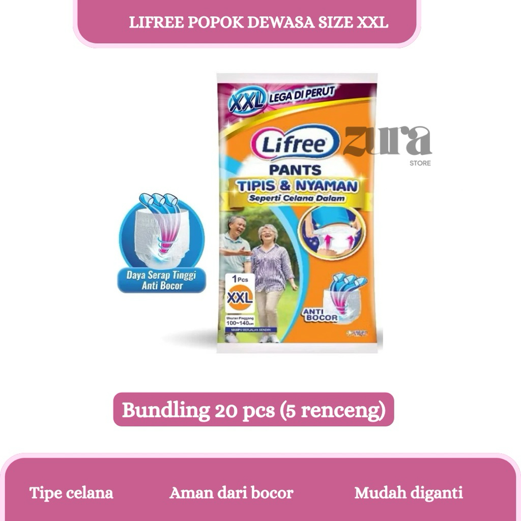 Lifree Popok PANTS SIZE XXL 5 PACKS 20 PCS Lifree SACHET RENCENGAN ...