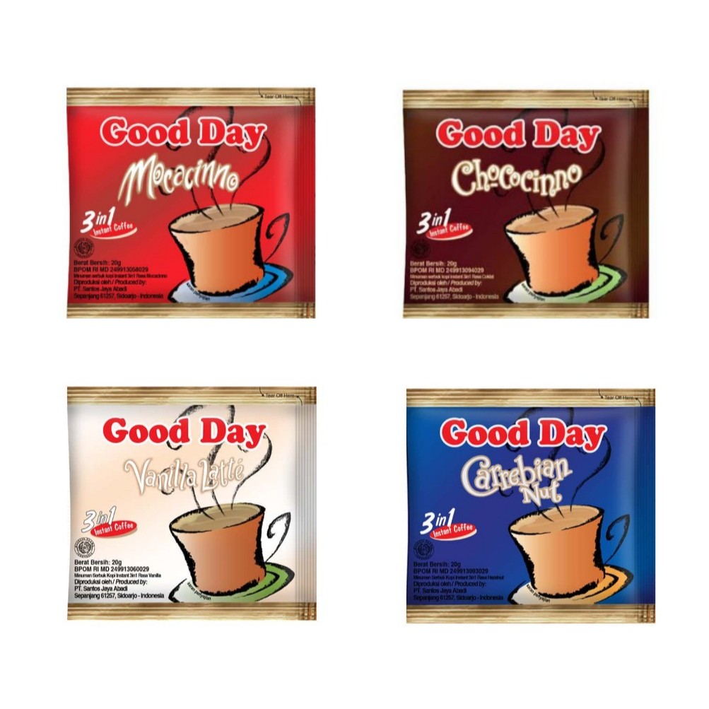 Good Day 3 in 1 Coffee (sachet) - Mocacinno - Carrebian Nut - Vanilla ...