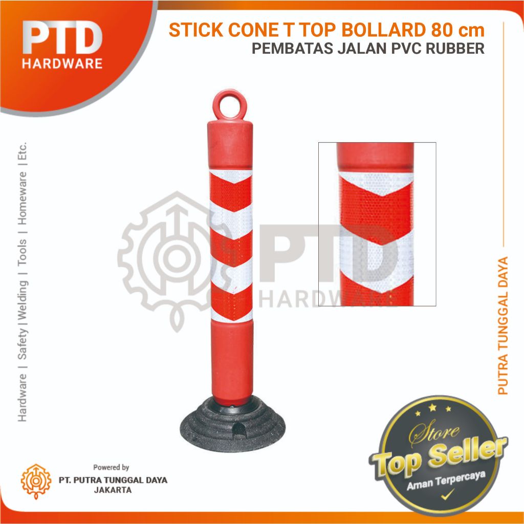 Stick Cone Road Barrier 80 cm Rubber Base / T Top Bollard Traffic ...