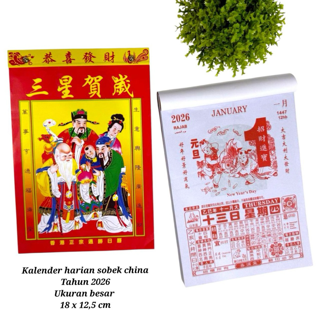 Chinese mandarin tear-off daily calendar 2026 large size 25.8 cm x 17.5 ...
