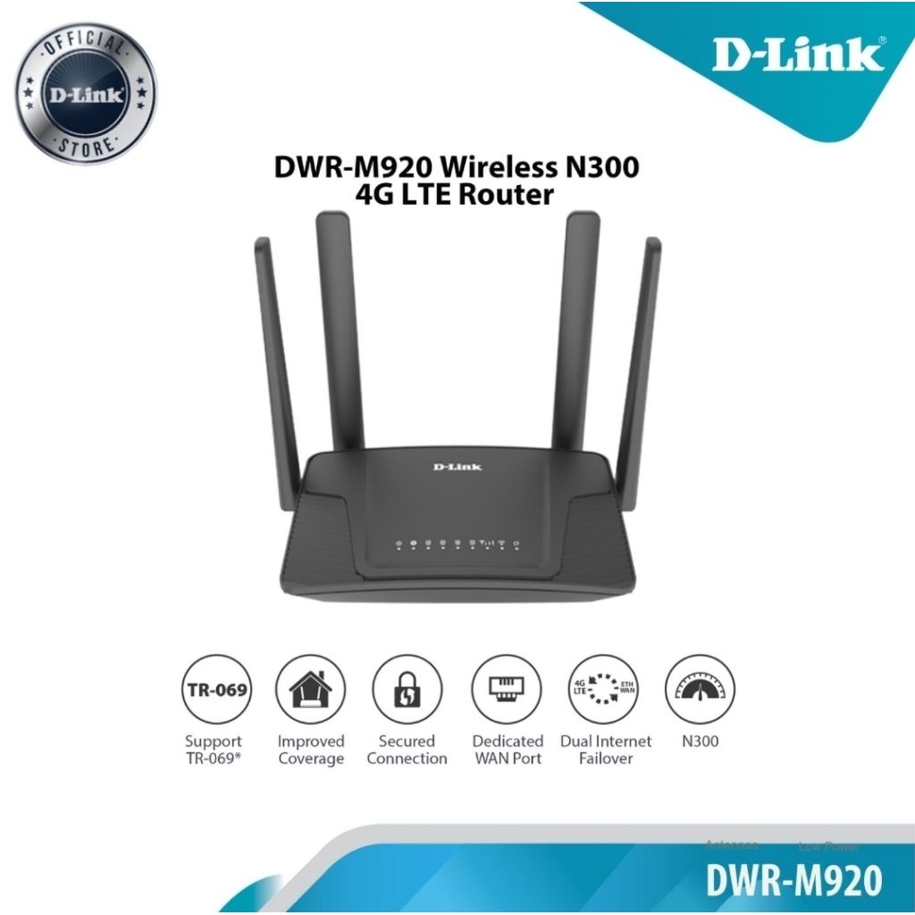D-Link DWR-M910 Wireless N300 4G LTE WAN Failover Router SIM-card 4 ...