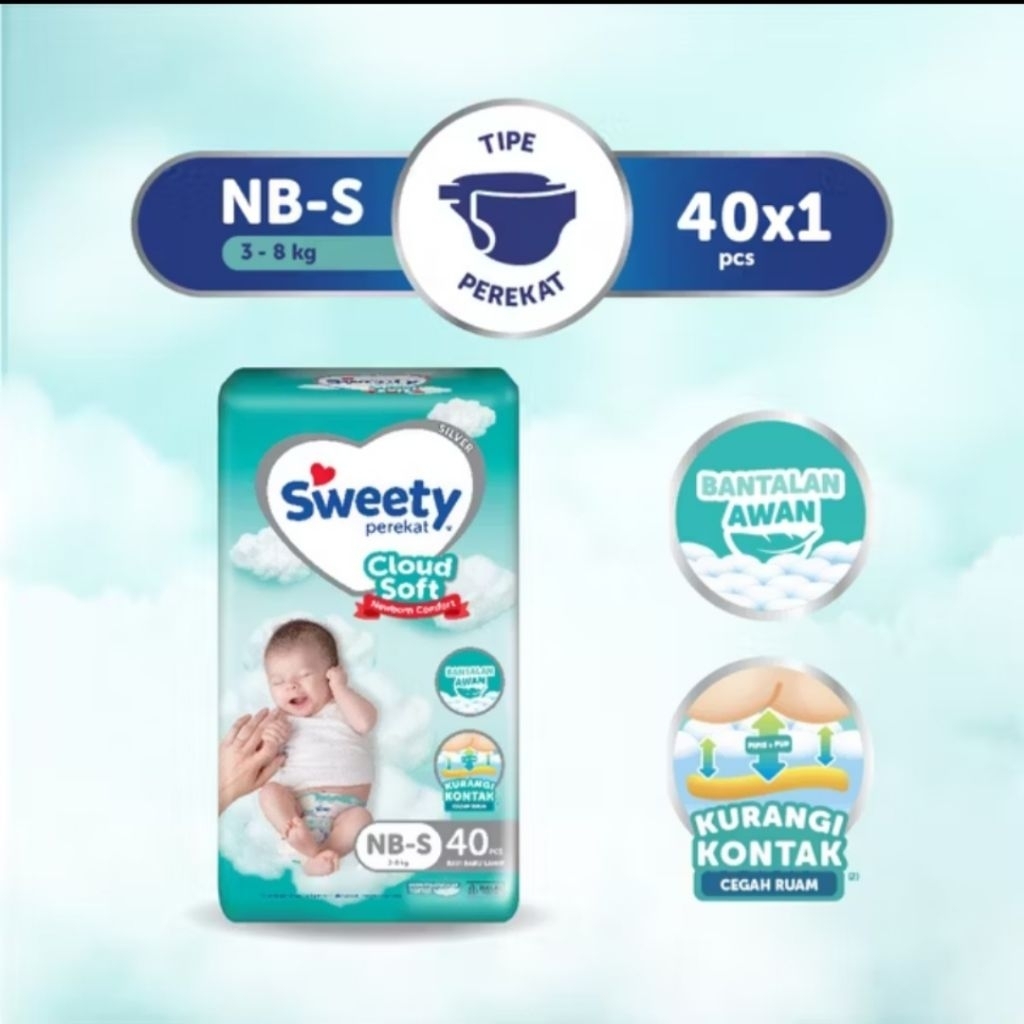 Sweety Silver Cloud Soft Newborncomfort NB - S 40 Baby Diapers ...