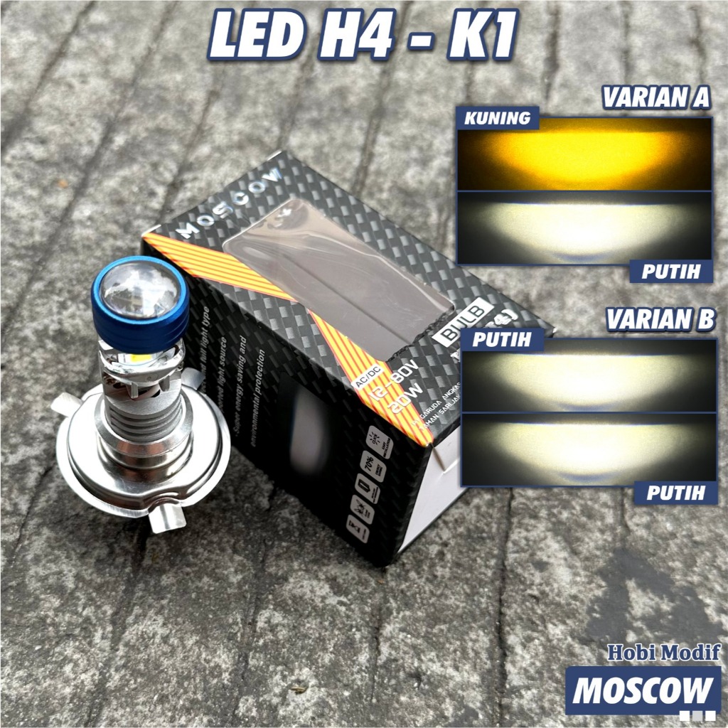H4 LASER LED HEADLIGHT 20 WATT H4 SOCKET FAR NEAR DOUBLE COLOR WHITE ...