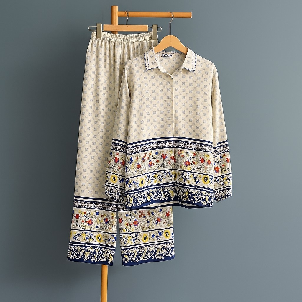 Latest rayon one set for women, rayon suit with/ motif, long-sleeved ...