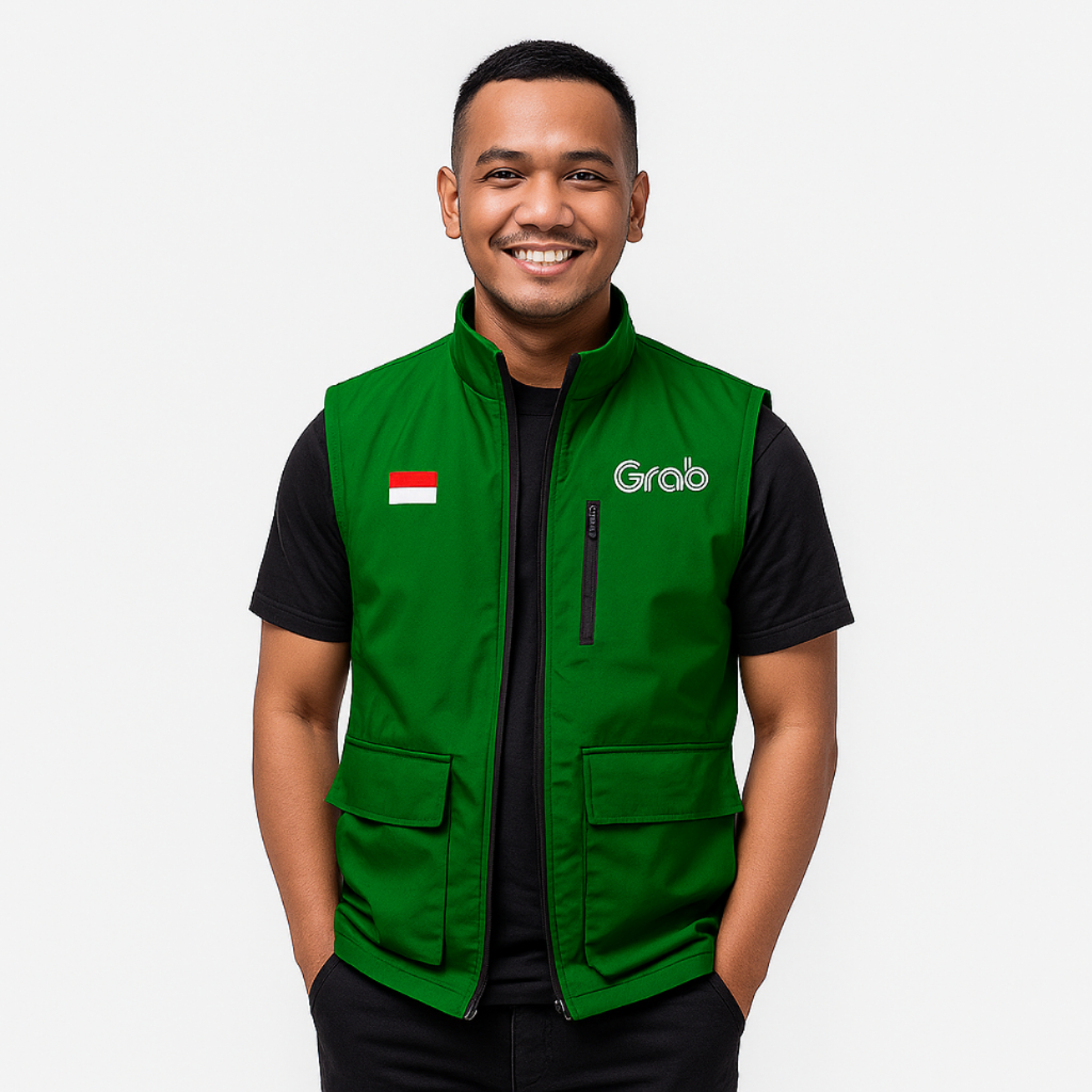 Men's Hiking Vest Ojol Grab Thick Anti-Cold 100% Latest Rompy Grab ...