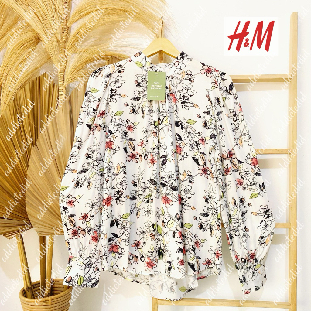 HNM WIDE BLOUSE PASTEL FLOWER | Shopee Philippines