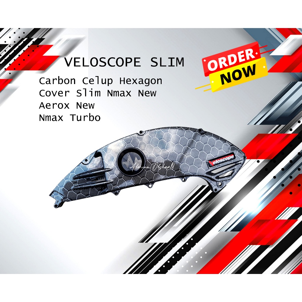 VELOSCOPE CARBON DIP HEXAGON ACRYLIC SLIM DETAK NMAX NEW, AEROX NEW ...