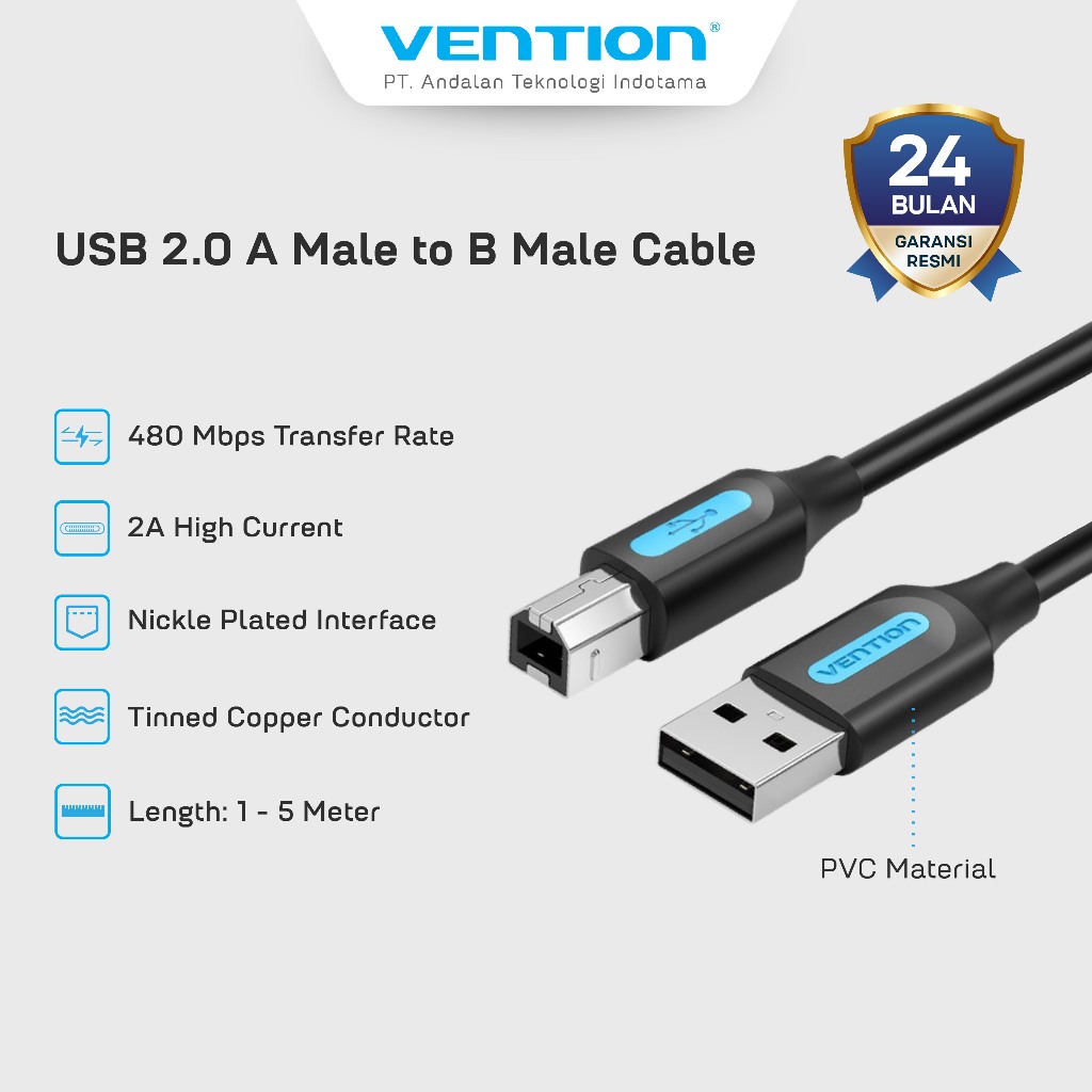 Vention Printer Cable USB 2.0 Male A To Micro Type B Male PVC 10M 15M ...