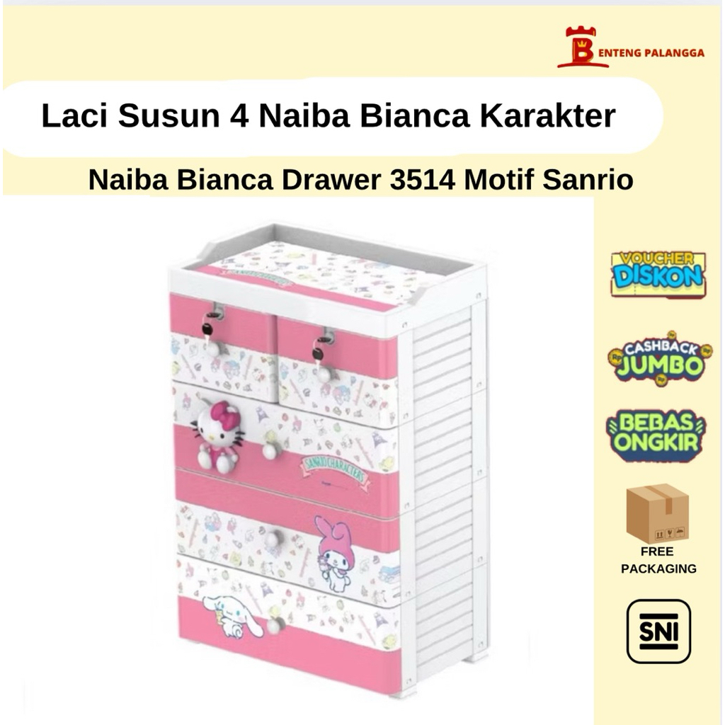Naiba Hello Kitty Drawer Doraemon 4-Stack/ | Naiba Bianca Drawer 3514 ...