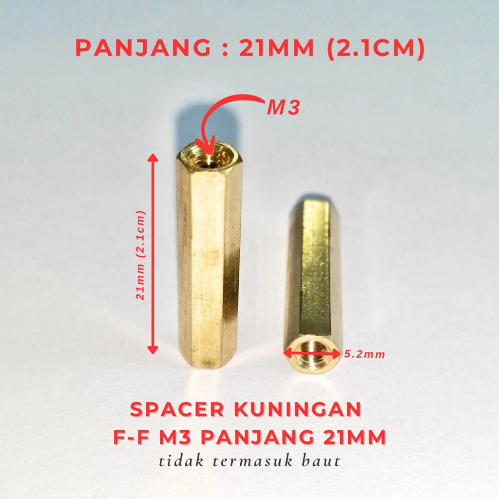 Brass Spacer 21mm M3 PCB Foot Speser Spicer 3mm Hex Screw Column ...