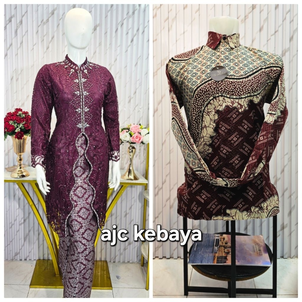 Modern batik couple kebaya fatmawati tunic kebaya/ party kebaya/ modern ...