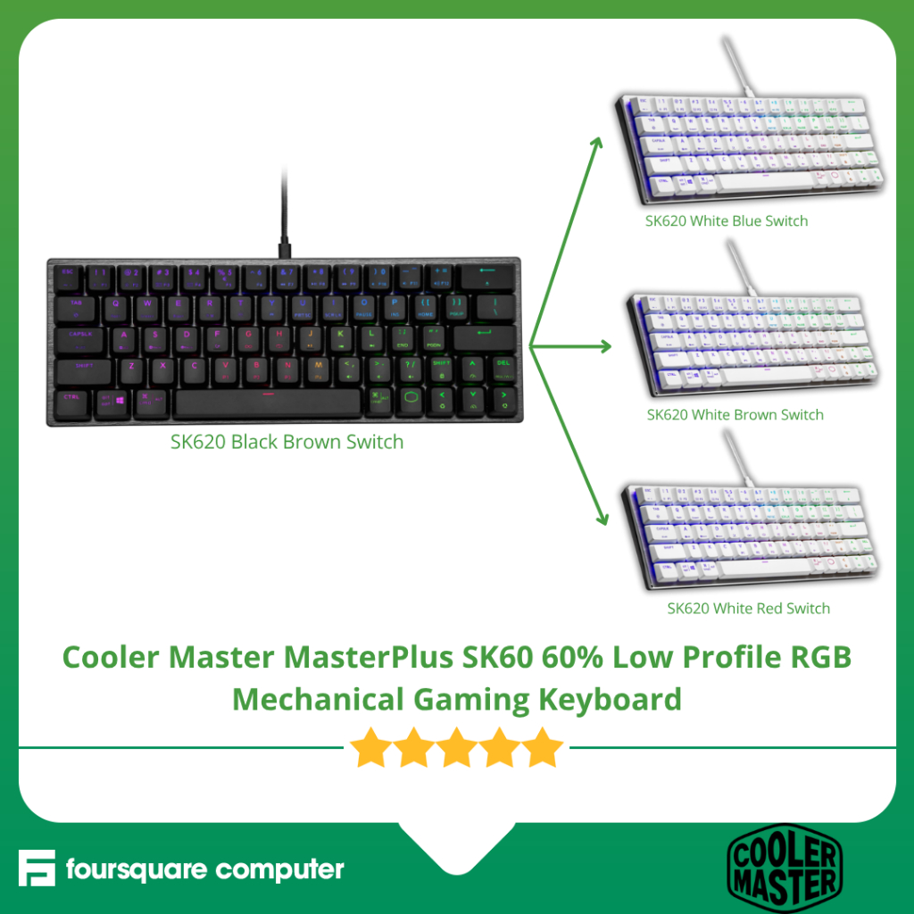 Cooler Master Master MasterPlus SK60 60% Low Profile RGB Mechanical ...