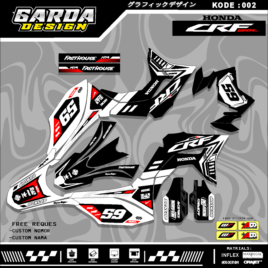 Sticker Decal Crf 150 L Premium Full Body Decal Crf Custom Super Glossy ...