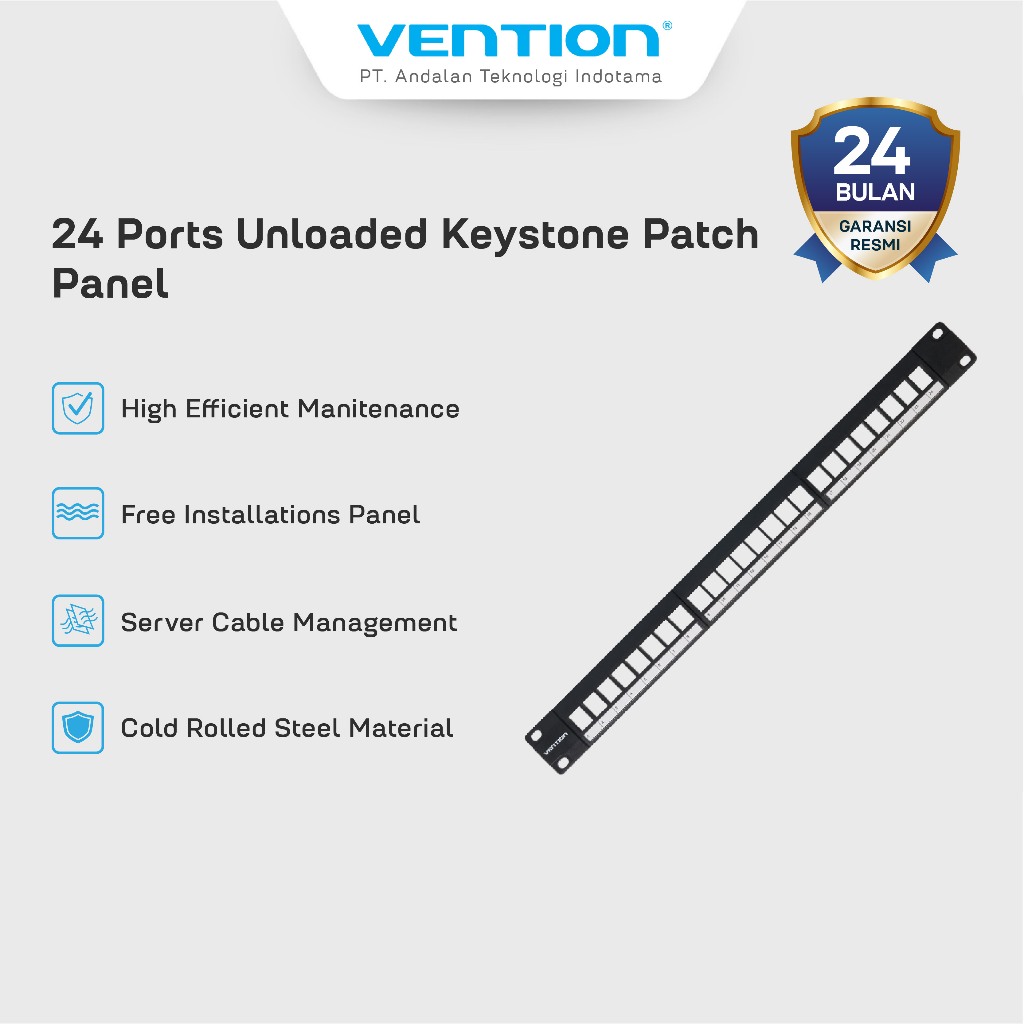 Vention Patch Panel 24 Ports Unloaded Keystone Patchpanel - KJA ...