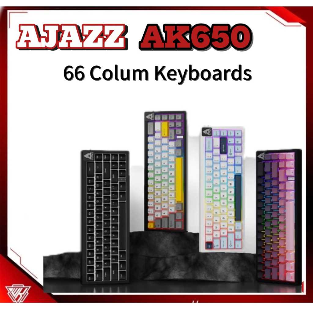 Ajazz AK650 Wired RGB 65% Layout Gasket Mount Knob Hotswap Mechanical ...