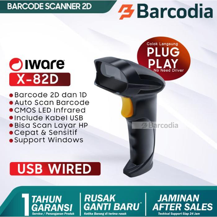BARCODIA Barcode Scanner 2D IWARE X82D USB Auto Scan Barcode & QR code ...