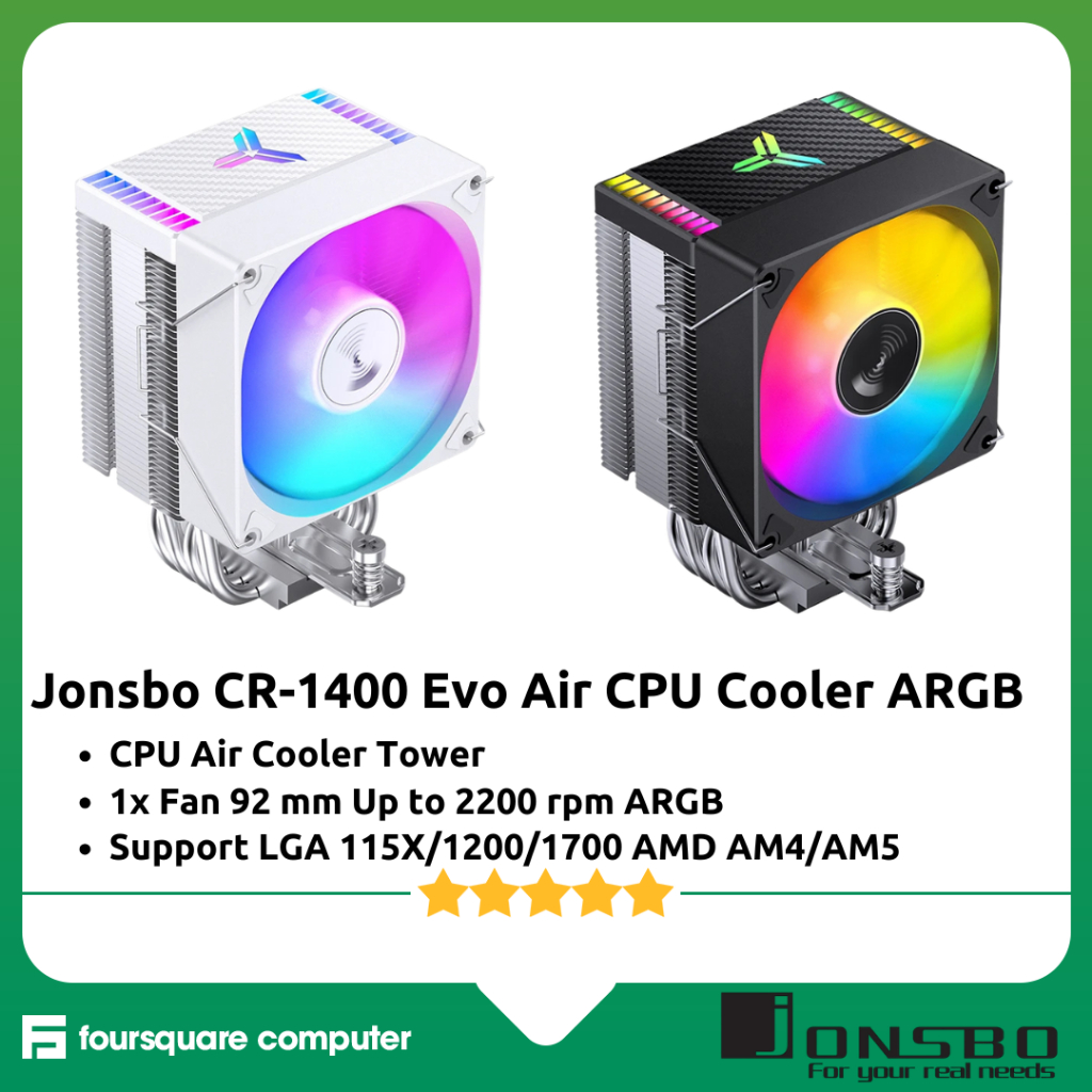 Jonsbo CR-1400 Evo Air CPU Cooler Computer Tower 4 Heatpipe LED ARGB ...