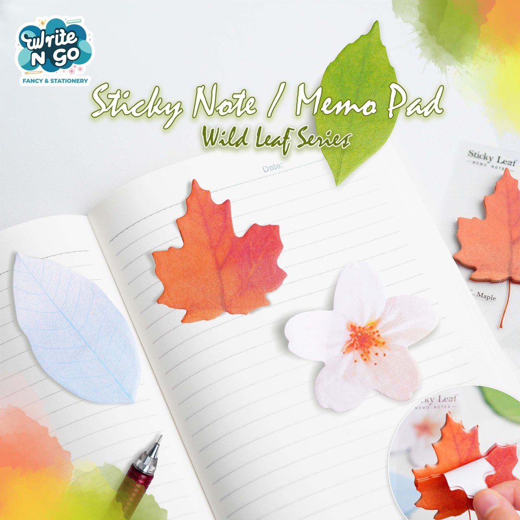 Wild Leaf Series Sticky Notes with Aesthetic Leaf Motif for Journaling ...