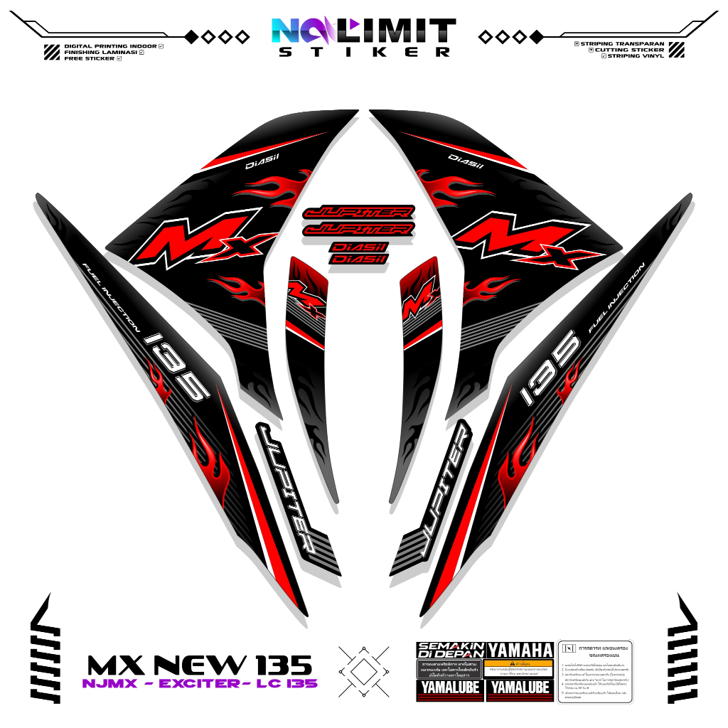 STRIPING JUPITER MX NEW 135 MOTIF 10 STICKERS YAMAHA LC 135 STICKERS MX ...
