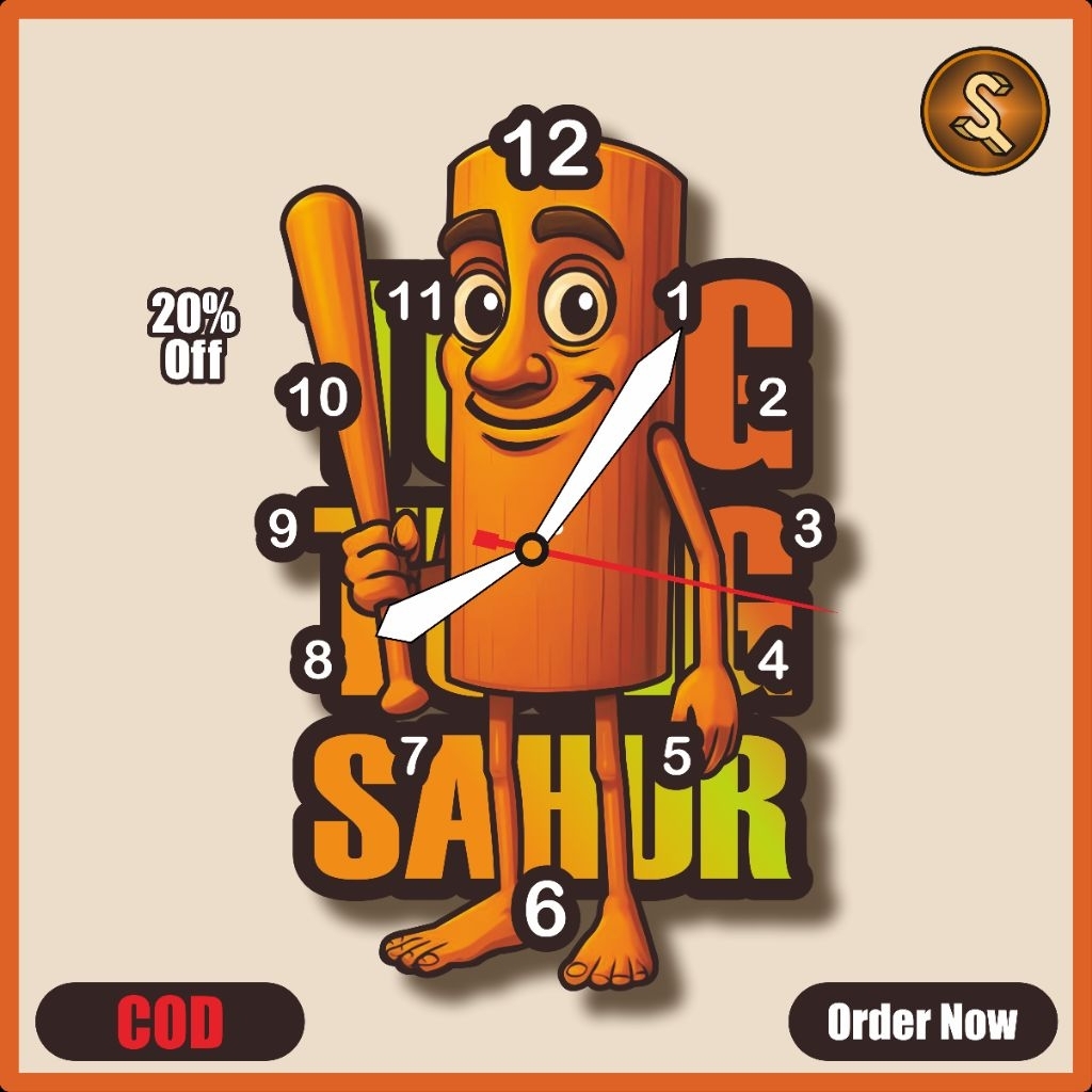 Tung tung sahur wall clock Aesthetic character anomali | Shopee Philippines