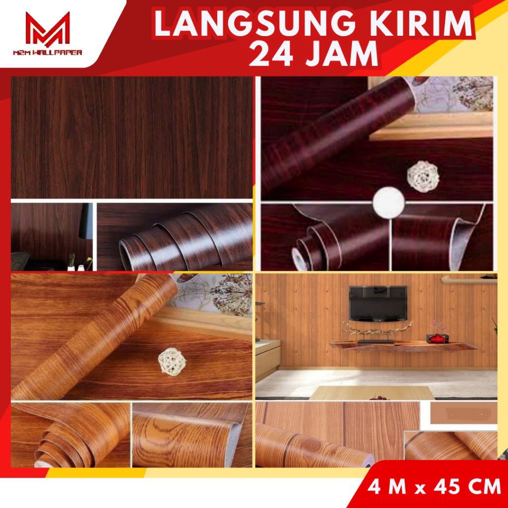 Wood Motif Wall Paper Table Sticker [M2M WALLPAPER] Brown Wood Wall ...