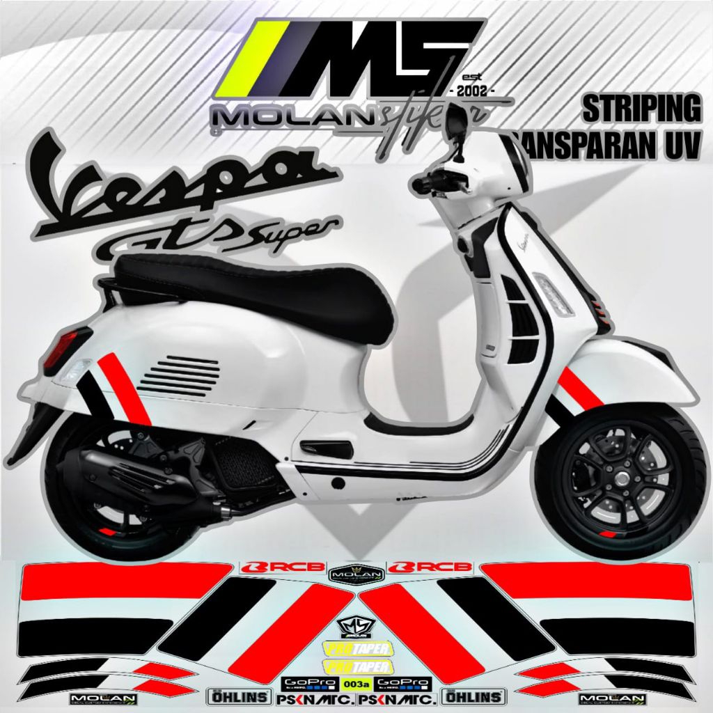 Decal Sticker Striping Variation Transparent Uv Vespa GTS 150 Super ...