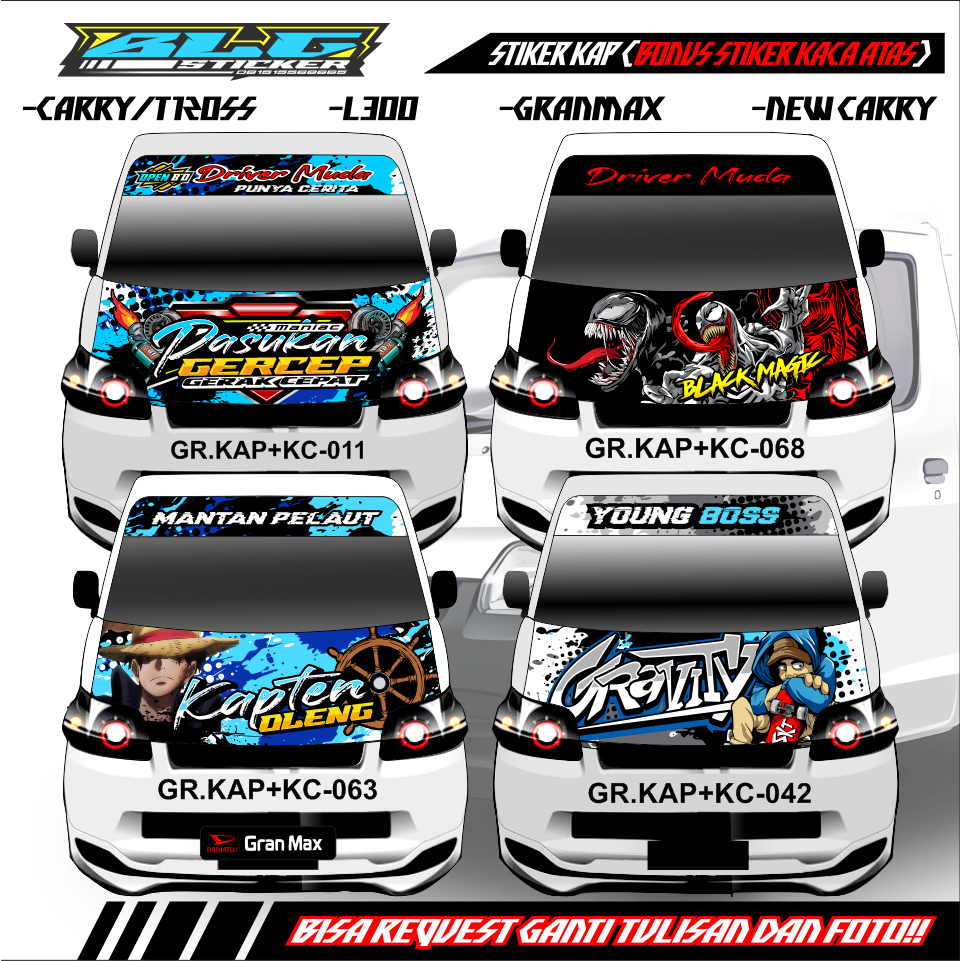 GRANMAX PICK UP/GRANMAX VAN HOOD STICKER (BONUS TOP GLASS STICKER ...