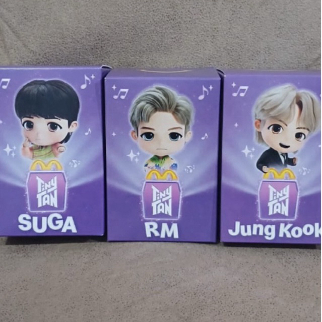 Figure Mcdonalds x BTS Tiny Tan Suga, RM, JungKook, Jimin, Jin | Shopee Philippines