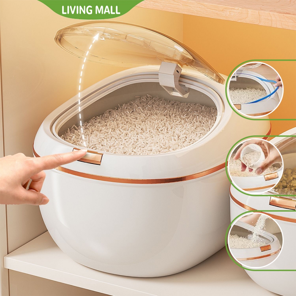 LIVING MALL Rice Storage Container E65-E67 Rice Bucket Rice Dispenser ...