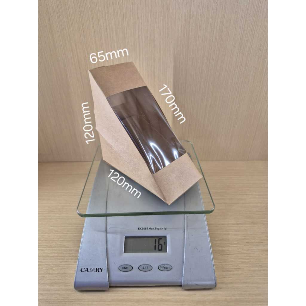 BROWN KRAFT TRIANGLE SANDWICH BOX 120X120X65 MM SOLD PER 50 PCS ...