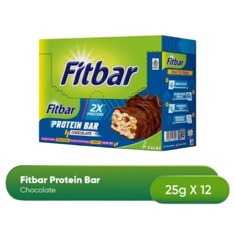 Fitbar Protein Chocolate 1 box contains 12 x 25 grams DOUBLE PROTEIN ...