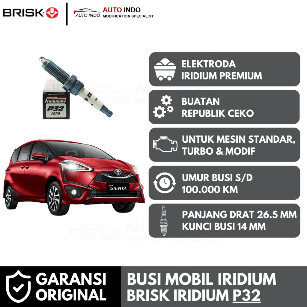MESIN Brisk Iridium P32 Car Spark Plugs for Toyota Sienta 2NR Engine ...