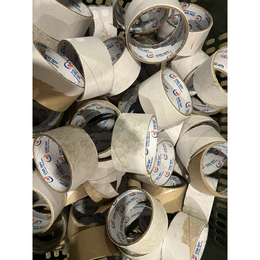 Waste cardboard duct tape, group duct tape, used duct tape for packing ...