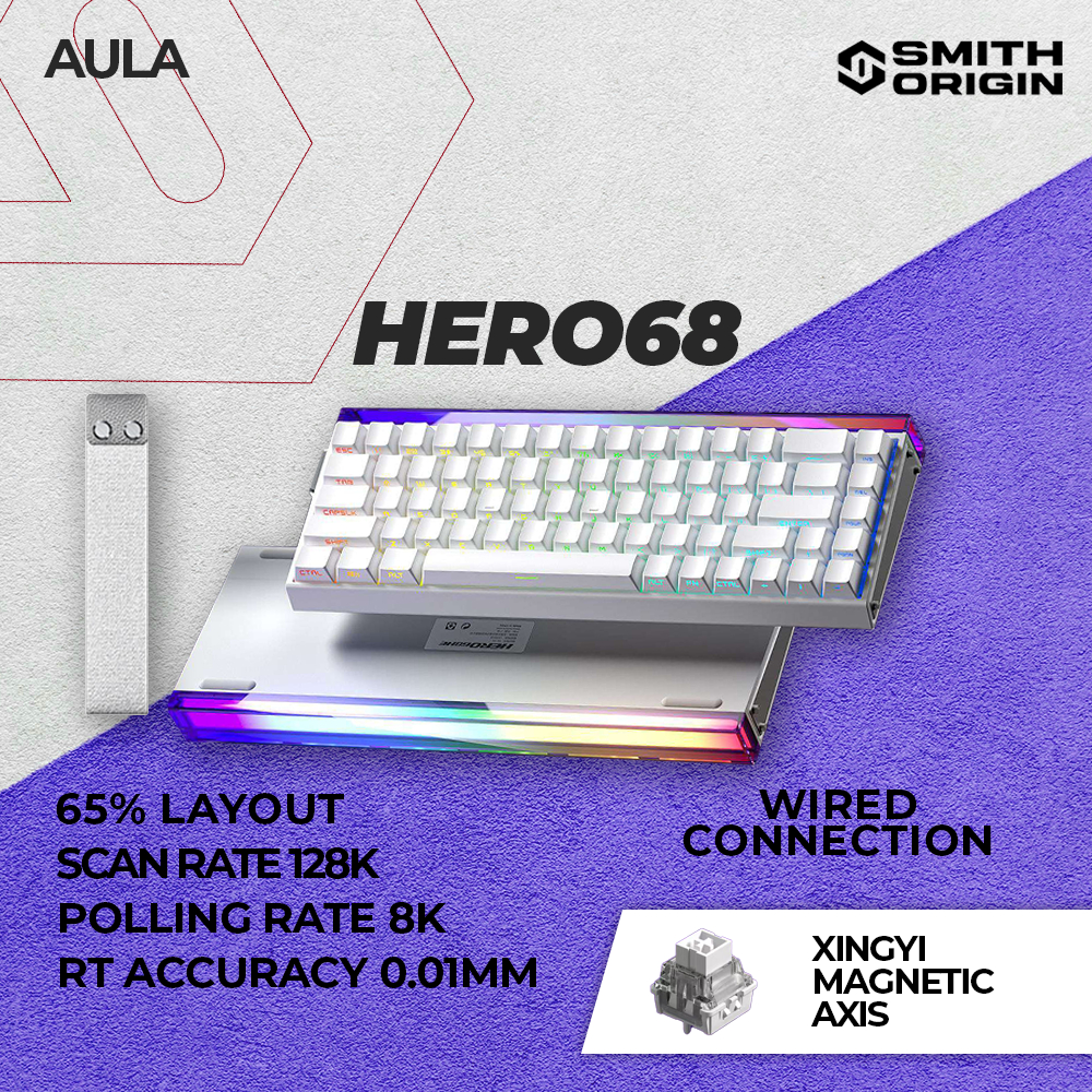 AULA HERO 68 HE 65% Wired Hot-Swappable Gaming Keyboard with Hall ...