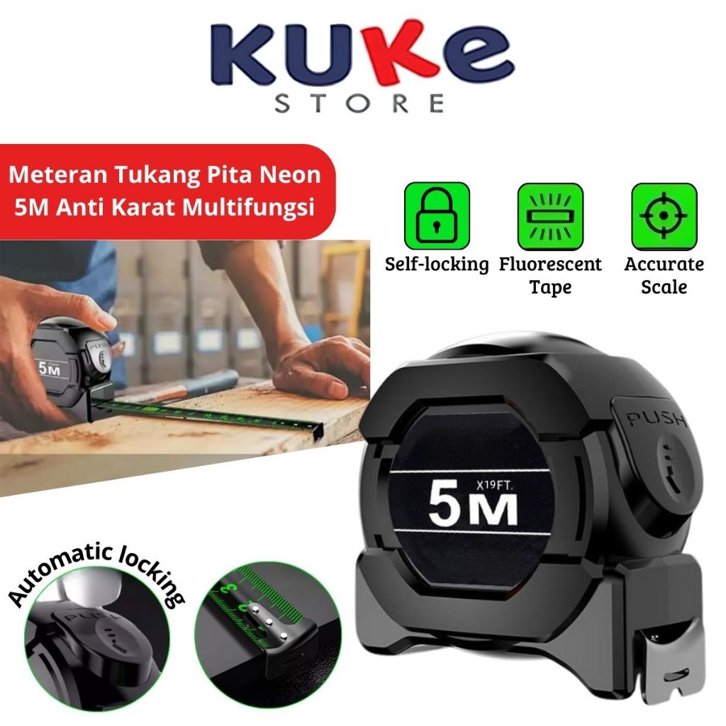 KUKE Neon Tape Measure 5M Measuring Tape 5 Meters Anti-Rust ...