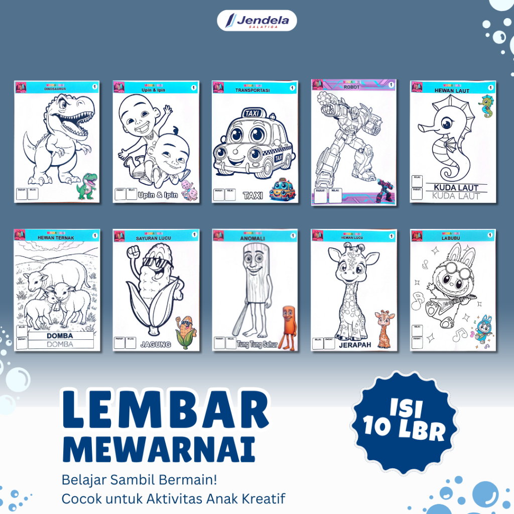 (Contents 10) Children's Coloring Sheets Various Themes: Animals ...