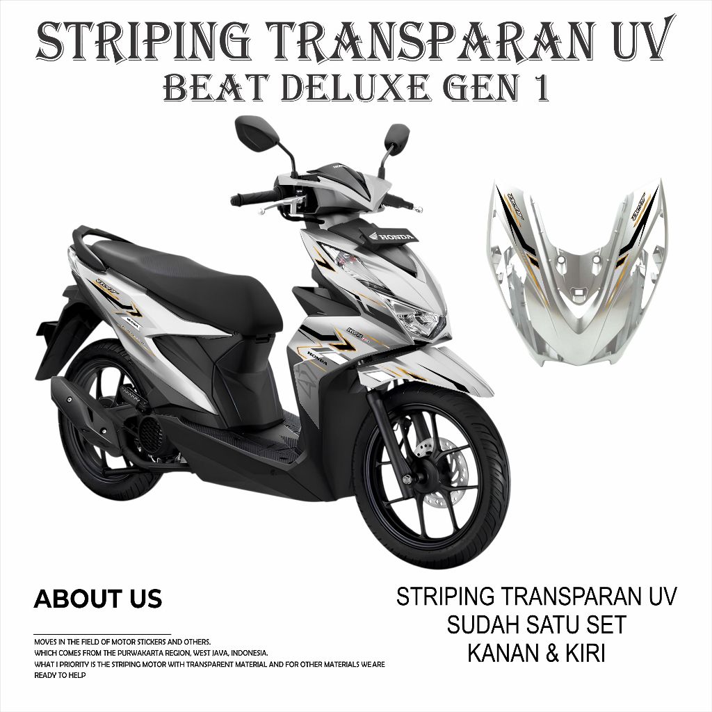 STRIPING STICKER RACING VARIATION TRANSPARENT UV HONDA BEAT DELUXE GEN ...