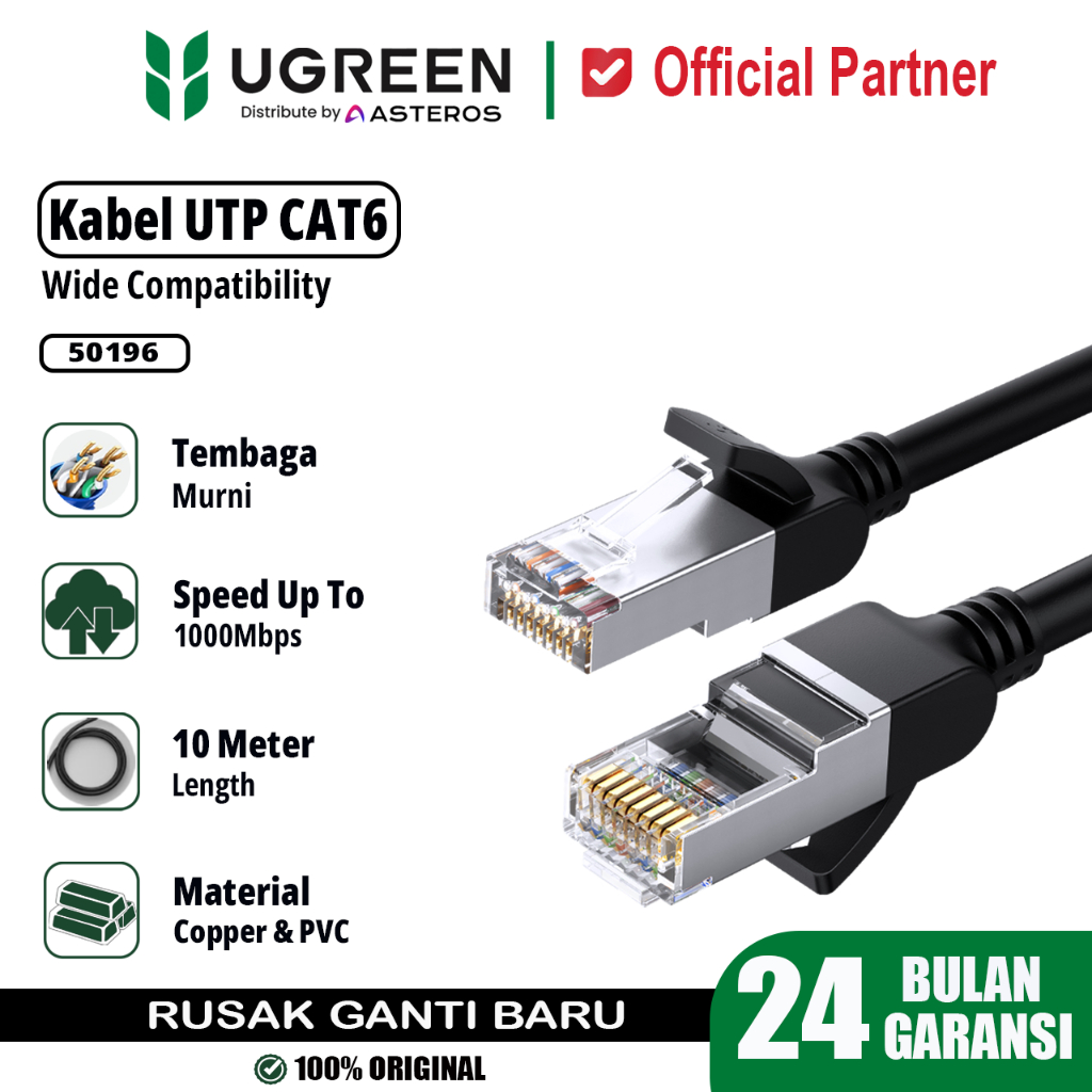 UGREEN 50196 LAN Cable RJ45 CAT 6 10 Meter 10M Gigabit Ethernet UTP ...