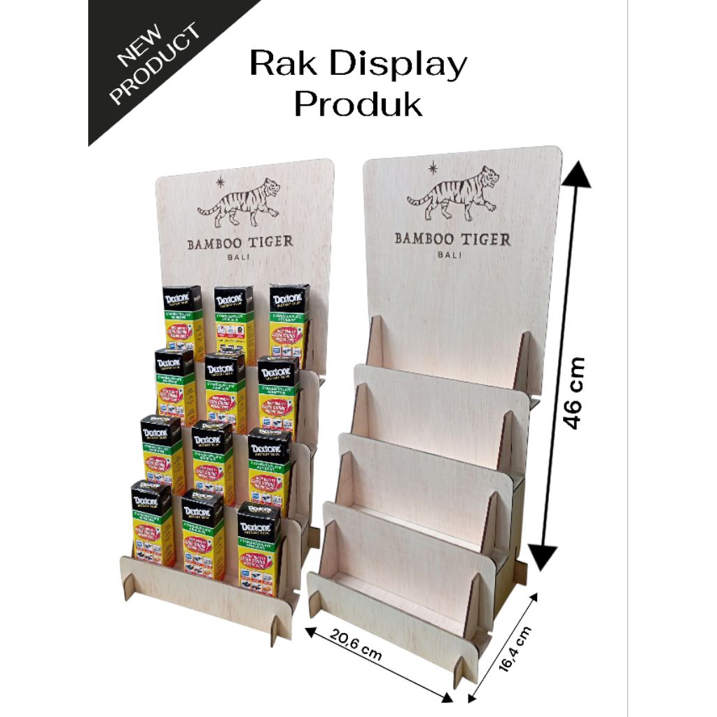 4-Tier Display Rack 20.6 x 16 x 38 cm Disassemble and Reassemble ...