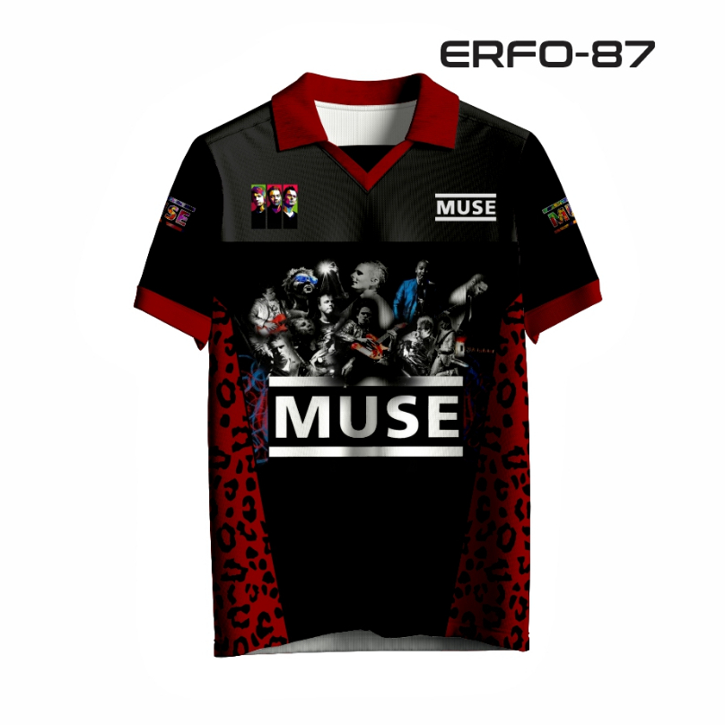 MERAH Muse Band Jersey - Muse Music T-Shirt with Red and Black Leopard ...
