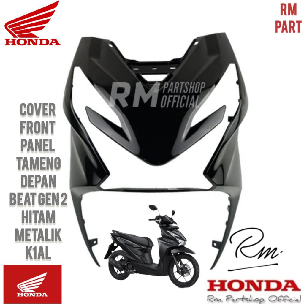 Black Metallic Front Panel Cover Beat Deluxe LED 2024-2025 64301 K1A ...
