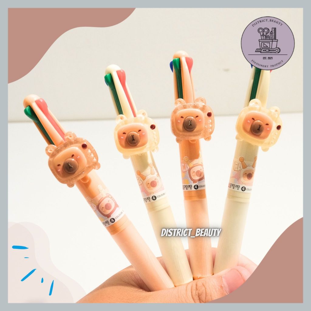 4-COLOR PRINT PEN CAPYBARA GEL PEN CAPYBARA MECHANICAL GEL PEN RESIN ...