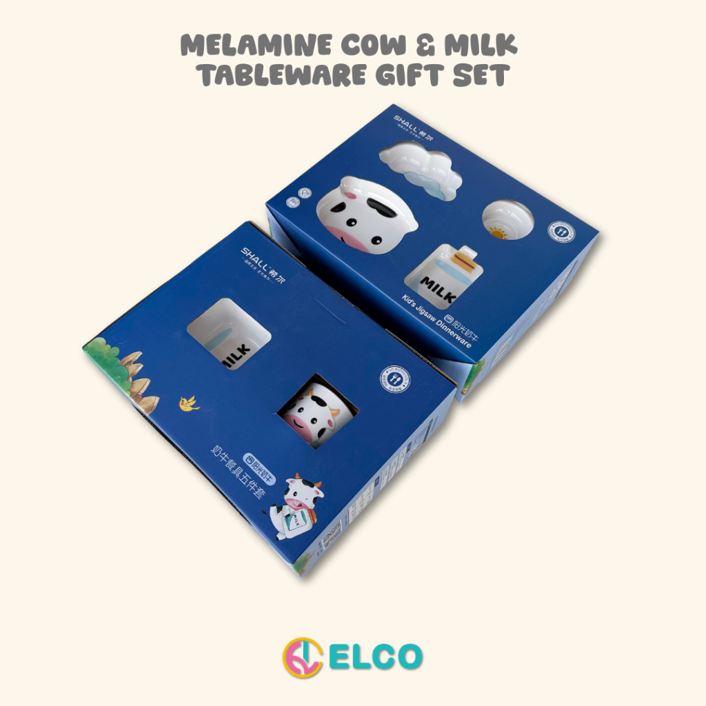 ELCO Premium Melamine Cow and Milk Tableware set gift box / Melamine ...