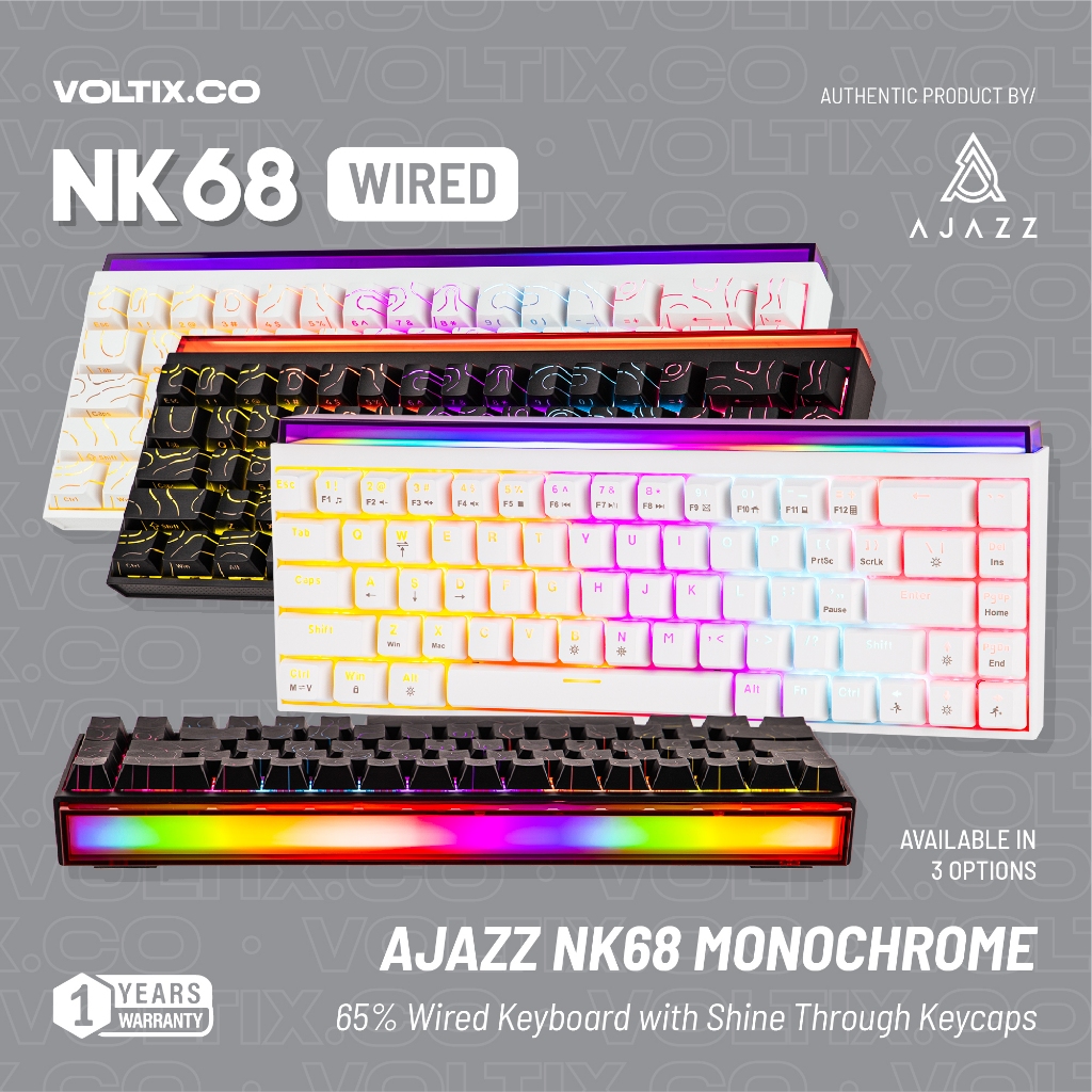 Ajazz x Nacodex NK68 Wired Mechanical Keyboard Colorful With Side ...