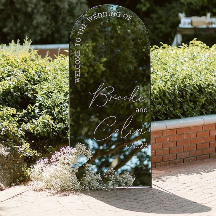 Standing mirror wedding sign Welcome Sign Wedding Mirror Arch Aesthetic ...